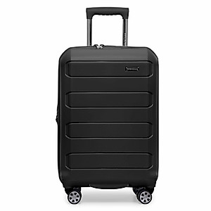 Traveler's Choice Pagosa Indestructible Hardshell Expandable Spinner Luggage, Black, Carry-on 22-Inch