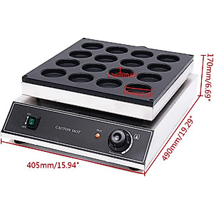 Commercial Nonstick Electric Red Bean Cake Baker Waffle Maker Machine, Stainless Steel Temperature and Time Control Electric Waffle Iron Baker for for Restaurant Cafe Tea Shop