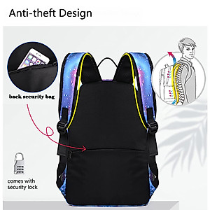 Lmeison Backpack for School Girls Boys, Bookbags for Teen Boys, Anime Cartoon Luminous Backpack with USB Charging Port, Cool Anime Backpack