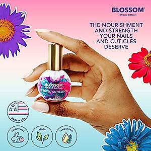 Blossom Hydrating, Moisturizing, Strengthening, Scented Cuticle Oil, Infused with Real Flowers, Made in USA, 0.42 fl. oz, Grape