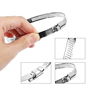 Harapu 4 Inch Duct Clamp, Stainless Steel Large Hose Clamp Adjustable Diameter 91-114mm Worm Drive Clamp for Plumbing Dryer Vent for Automotive Mechanical Agriculture, 2 Pack