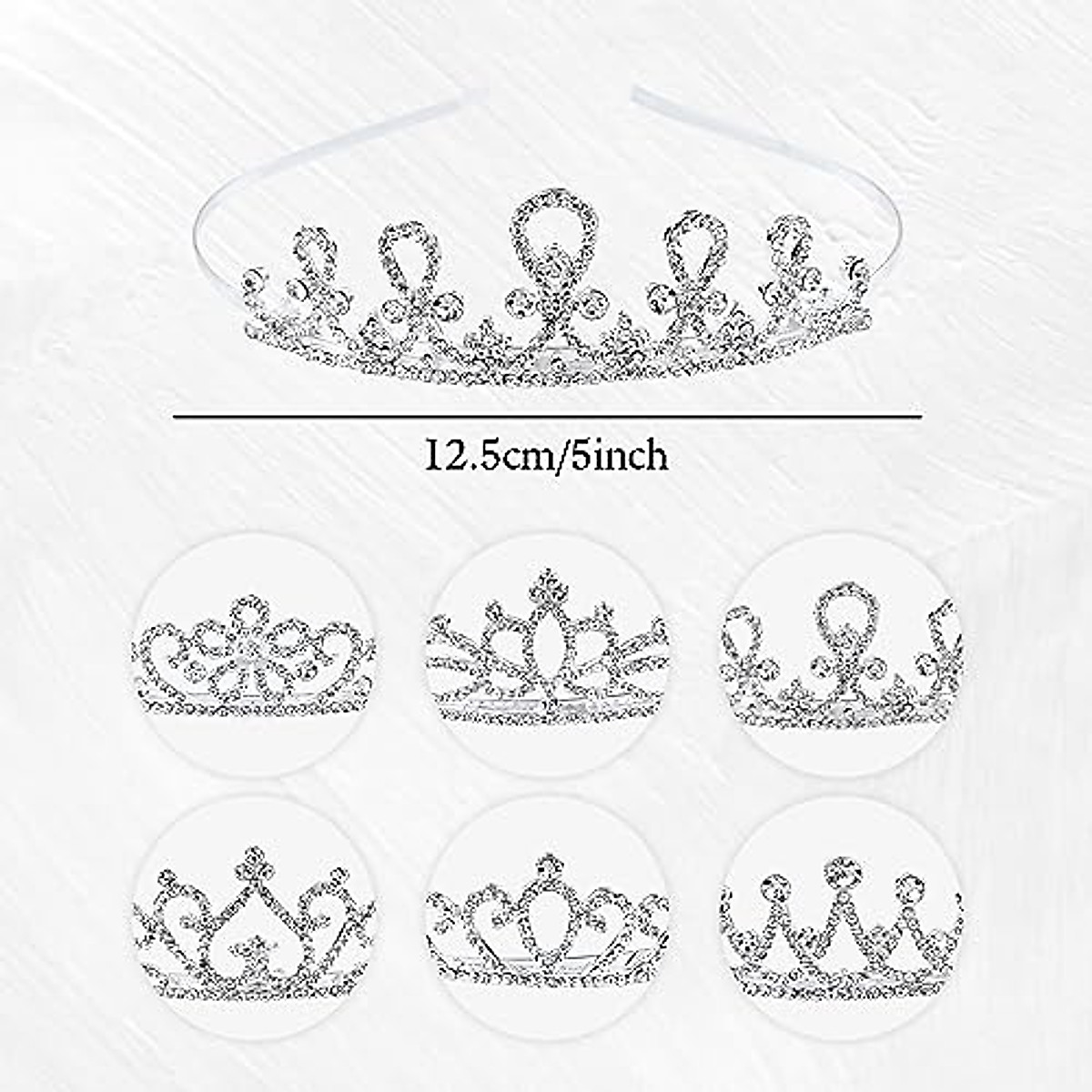 inSowni 6 Pack Decorative Sparkling Rhinestone Silver Metal Crown Headbands Tiaras Wedding Bridal Birthday Party Prom Headpieces Hair Accessories for Women Flower Girls Teens Kids (12pcs Silicone Cover for Comfort Wear Included)