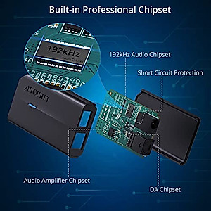 AUTOUTLET 192kHz DAC Digital to Analog Audio Converter 7ft/2.1m Digital Audio Optical to RCA Male Cable for HDTV, DVD, Blu-Ray Players and Game Consoles