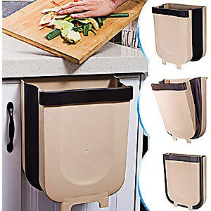 2pcs Hanging Trash Can for Kitchen Cabinet Door, Foldable Waste Bins Hanging Trash Holder for Bathroom Bedroom Office Car Portable Home Outdoor Garbage Can