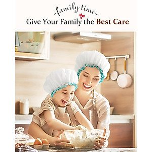 mikimini White Shower Cap for Long Hair 1 Pack, 12 inch large size,Waterproof Washable Hair Caps for Women and Girls, Super Cute and Extra Large