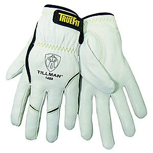 John Tillman and Co Large 11" Pearl and Black Top Grain Goatskin and Dupont Kevlar Unlined TrueFit TIG Welders Gloves with Short Cuff and Kevlar Thread Locking Stitch (Bulk)