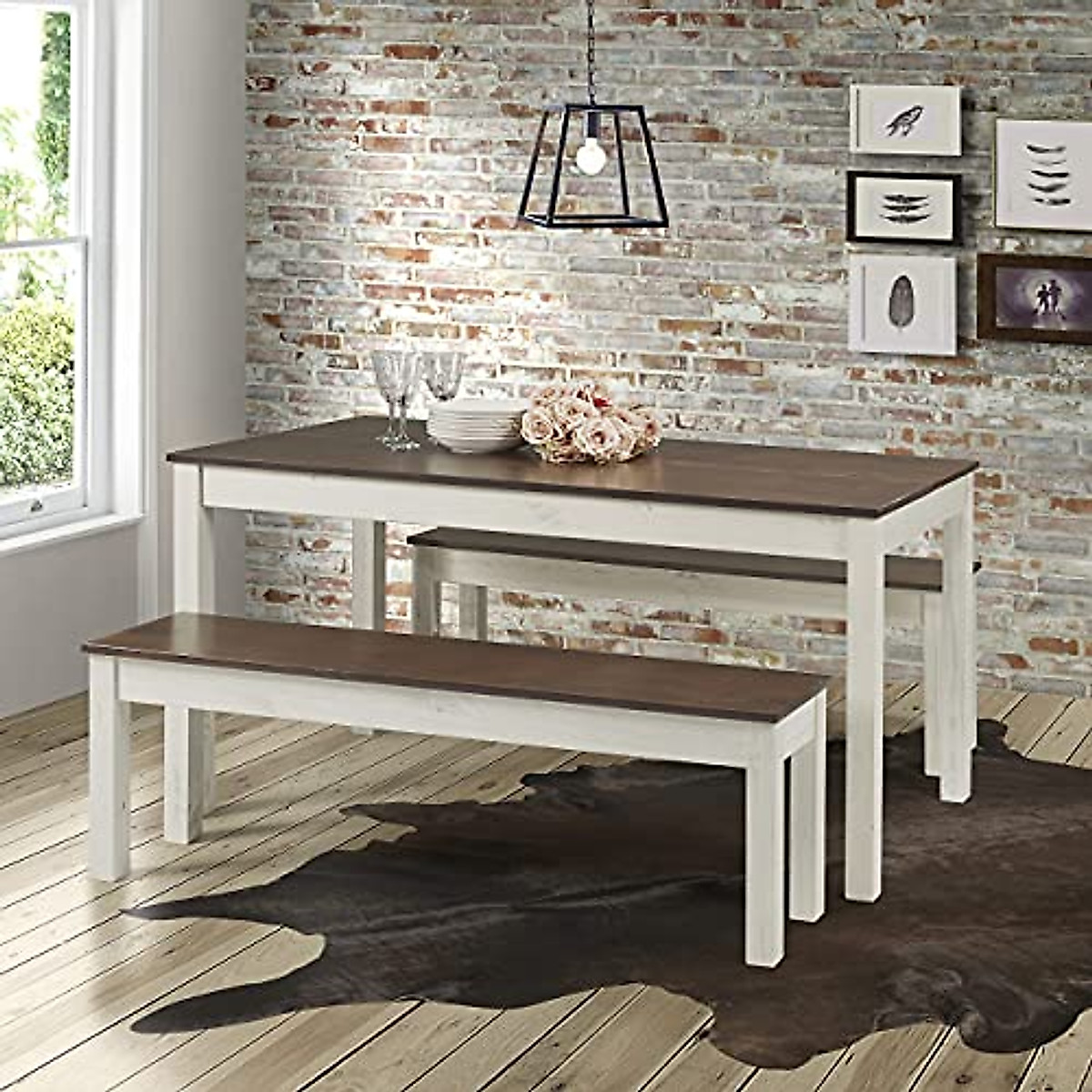 Furniture Dash Wood Bench White Distressed