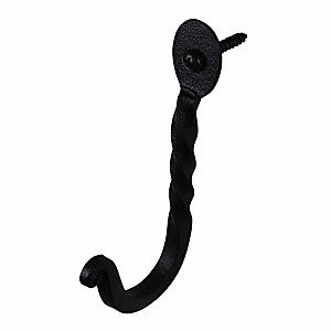 Renovators Supply Bathroom Hooks 4.5 in. Black Wrought Iron Twisted Wall Mount Hooks for Hanging Robe, Towel, Hat, or Jewellery with Mounting Hardware