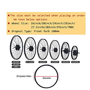 ZYXU Electric Bike Conversion Kit 48V500W E-Bike Conversion Kit Electric Bike Kit E-Bike Electric Bike Brushless Motor Hub 16" 20" 24" 26" 27.5" 28" 29" 700C, Front Wheel, with LED880 Display,16"
