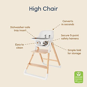 Ergobaby Evolve Baby Essentials Portable High Chair, Natural Wood