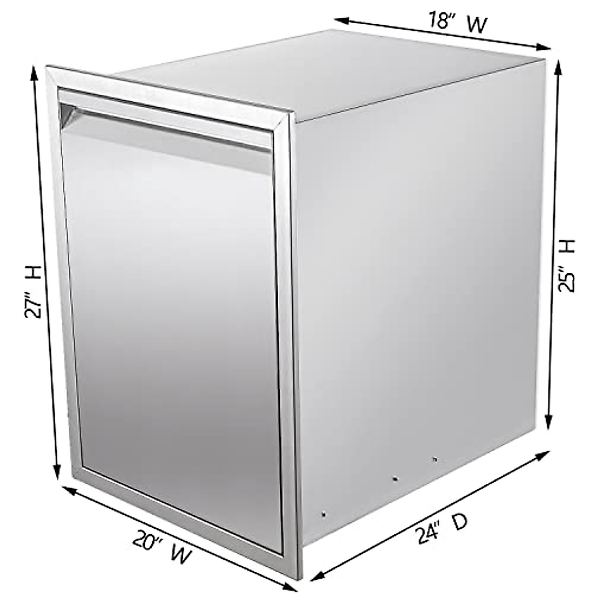 Atatod Pull-Out Double Trash Drawer Stainless Steel Outdoor Kitchen Trash Drawer Storage for Two 10 Gallon Commercial Wastebaskets…