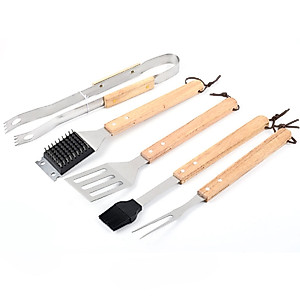 CYXI 5PCS BBQ Grill Tools Set,Grill Accessories,Portable Grilling Utensil Kit,Grilling and Camping Cooking Utensils Set for The Outdoors Travel, Picnics, RVs, Camping, BBQs, Parties
