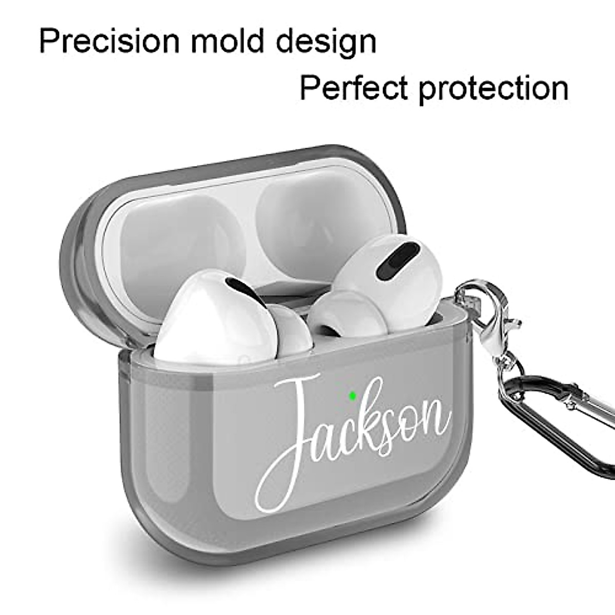 AIPNIS Personalized Case Compatible with AirPods 3,Custom Name Gift Shock Absorption Soft Clear TPU for Airpods 3rd Generation 2021 Cover,with Keychain