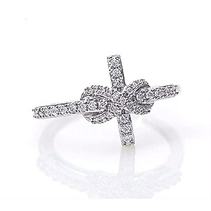 1/4 CT. T.W Round Cut Simulated Diamond Sideways Cross with Infinity Engagement Ring 925 Sterling Silver (12)
