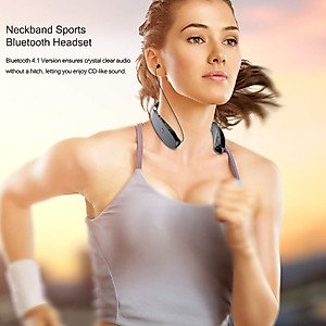 BEARTWO Foldable Bluetooth Headset, Lightweight Retractable Bluetooth Headphones for Sports&Exercise, Noise Cancelling Stereo Neckband Wireless Headset (with Carry case) (Gray Matte)