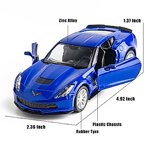 RMZ City 1:36 Compatible for Diecasting Alloy Car Model Chevrolet Corvette Toy Car, Pull Back Vehicles Toy Car for Toddlers Kids Boys Girls Gift Blue