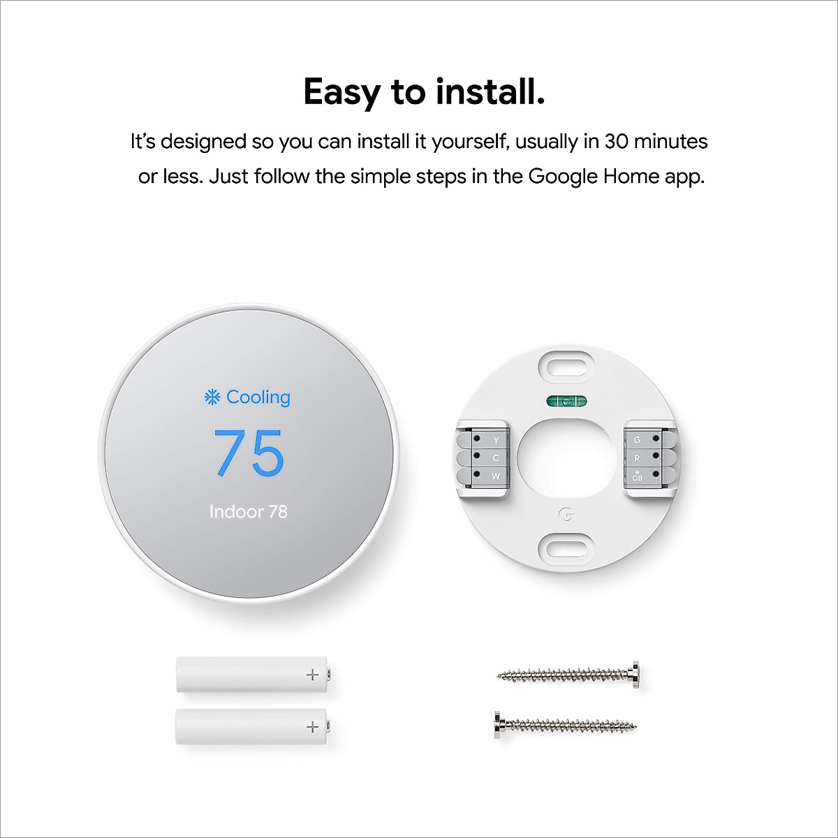 Google Nest Thermostat - Smart Thermostat for Home - Programmable Wifi Thermostat - Snow (Renewed)