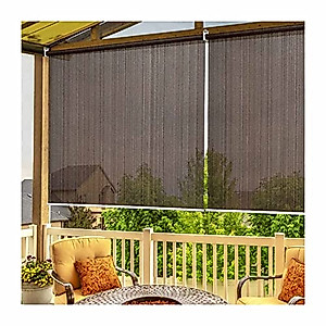 Exterior Patio Roller Shade, Outdoor Light Filtering Window Blinds Roll-Up Sun Shade Cover, Privacy Screen Curtain for Pergola Deck, Custom Size PENGFEI (Color : Brown, Size : 0.6X1M(23.6X39.3IN))