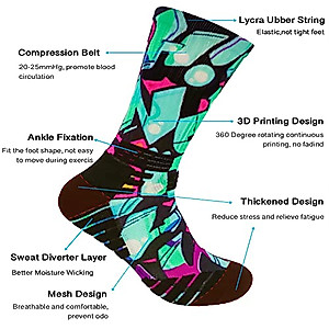 JDQ 3 Pairs Funny Socks- Mens Stocking Stuffers Christmas Novelty Gift, Crazy Cool Socks, Graffiti Pattern Colorful Dress Calf Crew Socks, Women Men Teens- M