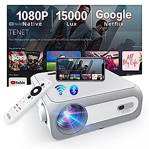 4K Projector - MECOOL KP1 TV Projector 15000L 700Ansi Native 1080P, 240" Display, 5G WiFi and Chromecast, Built-in Netflix, YouTube UHD Video Home Theater TV Projector