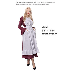 CR ROLECOS White Vintage Maid Ruffle Apron for Women Colonial Pioneer Peasant Apron Pinafore Adjustable Kitchen Gift L