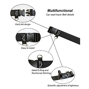MoBearer Car Seat Travel Belt Adjustable Car Seat Travel Strap to Convert Kid Car Seat and Carry-on Luggage into an Airport Car Seat Stroller Safe Travel Solution for Transport Car Seat (BLACK, LARGE)