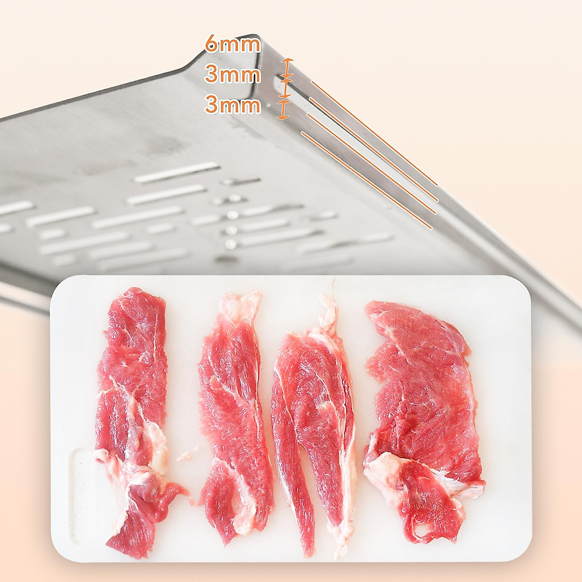 Beef Jerky Maker Slicer – No Sharp Edge Safe for Hands& Convenient to Slice Beef|Made of Food Grade 304 Stainless Steel| 12" Long 6" Wide - 1 Pack - Knife Not Included