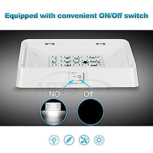 Partsam Rectangle LED RV Porch Light with On/Off Switch, RV Exterior Utility Light Lighting Fixture Cover Replacement for RVs Motorhome Campers, 12V, 5th Wheels, Clear and Amber Lenses Removable