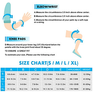 Protective Gear Set for Kids/Youth Knee Pads Elbow Pads Wrist Guards for Skateboarding Roller Skating Cycling Bike BMX Bicycle Scootering 6pcs Aged3-8 (Blue, S)