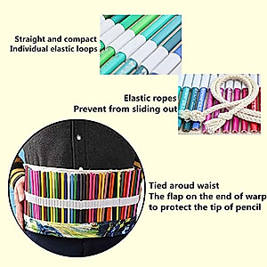 Handmade 12/24/36/48/72/108 Slots Canvas Pencil Wrap Roll up Pen Holder Case for for Student Artist Drawing Coloring Organizer Stationery (36 Slots, Starsky)