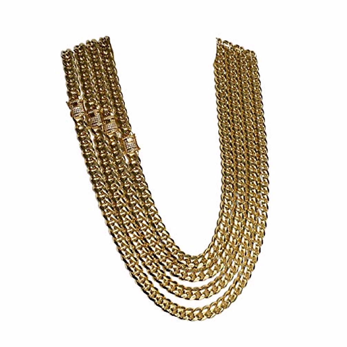 Miami Cuban Link Chain Choker Necklace CZ diamond Lock Real Solid 14K Gold Finish Stainless Steel, Cuban Choker, Cuban necklace, Gold Cuban Chain, 12mm Miami Cuban Link Chain (20)