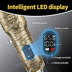 Roziapro Hair Clippers for Men T-Blade Trimmer Professional Barber Clippers - Cordless Hair Cutting Beard Trimmer Mens Electric Hair Trimmer Rechargeable Gold Knight Grooming Kit （Gold）