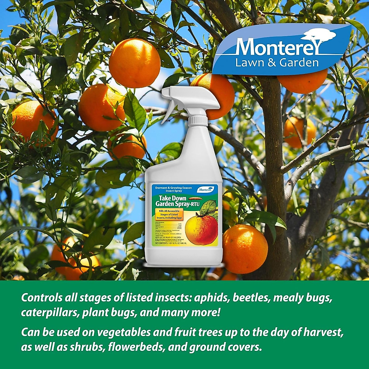 Monterey Take Down Garden Spray RTU - Dormant and Growing Season Insect Spray - 32 oz