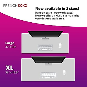 French Koko Large Mouse Pad, Long Desk Mat Keyboard Pad Desktop Accessories Home School College Decor Supplies Pretty Mousepad Big Computer Office Essentials Women Girls XL Cute Modern Marble