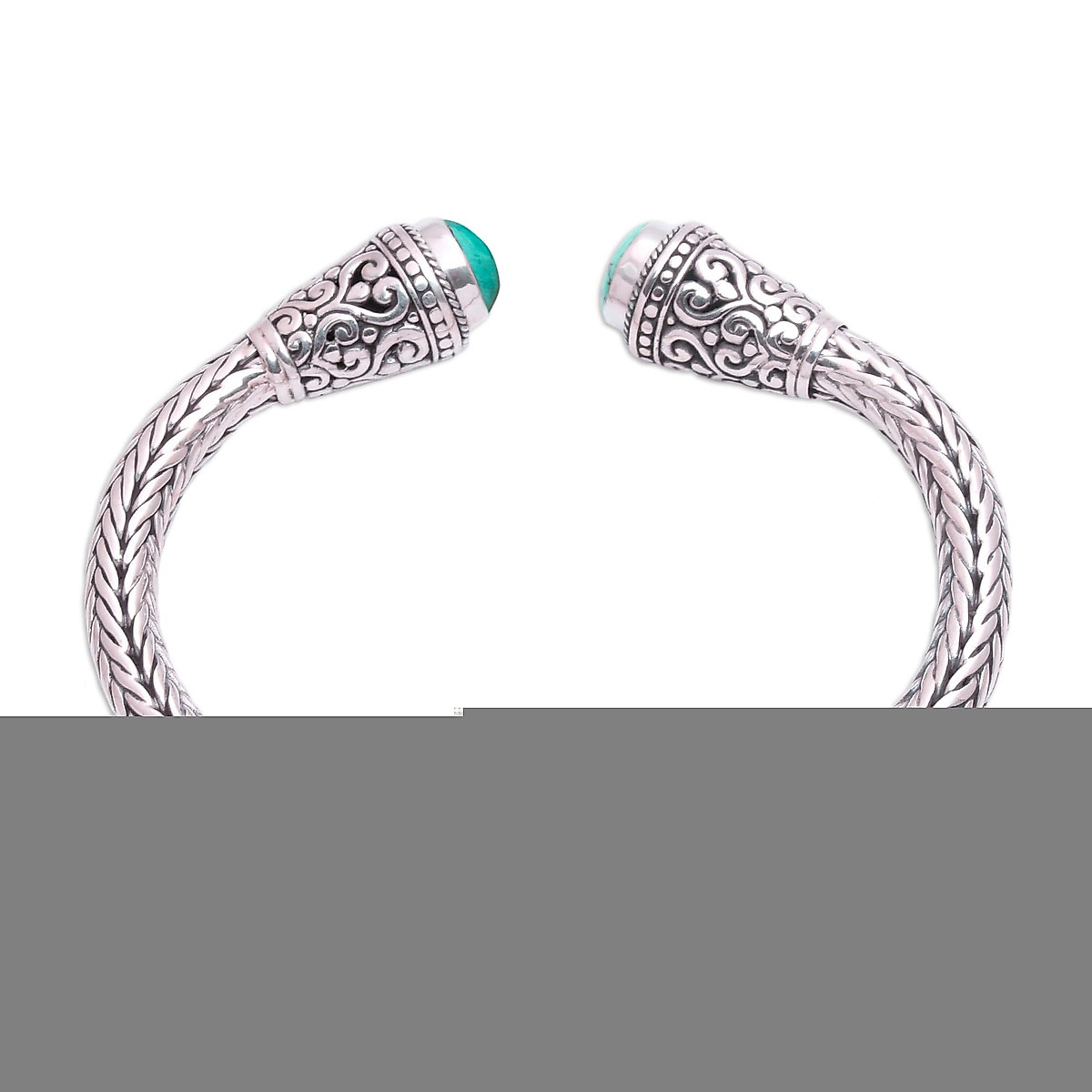 NOVICA Artisan Handmade Turquoise Cuff Bracelet Sterling Silver from Bali Natural Blue Tone Indonesia Birthstone Balinese Traditional [bracelet 6 in L (end to End) x 0.4 in W] ' Dragon Beauty'