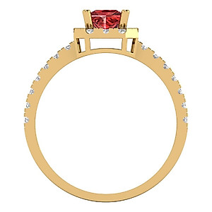 Clara Pucci 1.40 ct Princess Cut Solitaire Natural Garnet Designer Anniversary Bridal Engagement Ring 14k Yellow Gold