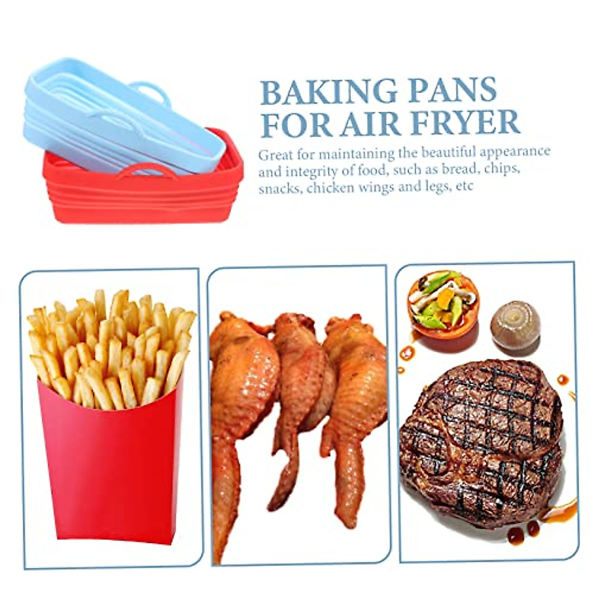 UPKOCH 2pcs Air Fryer Pan Non Stick Baking Pan Silicone Air Fryer Deep Fryer for Home Air Fryer Silicone Rectangular Toaster Oven Pans Silica Gel Silicone Liner for Home Air Fryer Tool