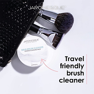 Japonesque Makeup Brush and Sponge Cleanser Balm, Coconut Scented, Solid, Mess-Free Formula, Travel Friendly