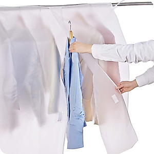 Clothes Dust Covers, Large Hanging Garment Rack Cover Storage Clothes Dust Shoulder Cover Clothes Dress Suits Coat Protectors for Home Bedroom, 35.43 x 43.31 in (White)