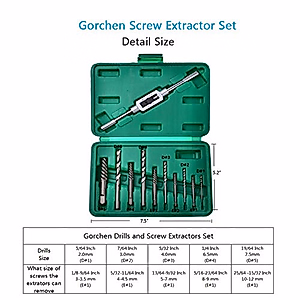 OCGIG 11 PCS Damaged Broken Screw Extractor Drill Bit Bolt Stud Remover Tool Kit Set
