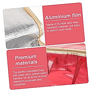COLLBATH Insulated Bag Thermal Insulation Bag Food Bag Pizza Warmer Bags Grocery Cooler Bag Food Warmer Bag Portable Cake Storage Bag Pizza Carrying Bag Film Red