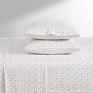 Laura Ashley - Queen Sheets, Soft Sateen Cotton Bedding Set - Sleek, Smooth, & Breathable Home Decor (Evie Pink, Queen)