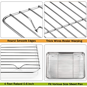 P&P CHEF Cooling Rack Set for Baking Cooking Roasting Oven Use, 4-Piece Stainless Steel Grill Racks, Fit Various Size Cookie Sheets - Oven & Dishwasher Safe