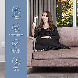 Handheld Mini Fan, 2 Speed Portable Fan, Rechargeable Hand Fan With Power Bank, White Personal Fan For Women & Kids, Quiet Table & Desk Fan For Office, Foldable USB Fan Great For Travel, Outdoors