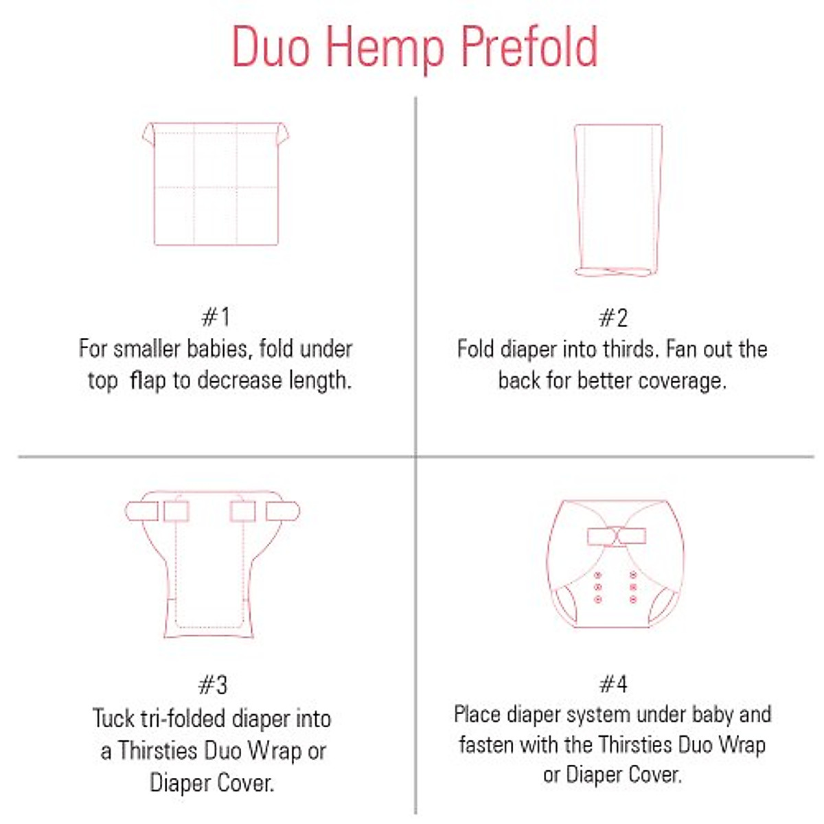 Thirsties Duo Hemp/Organic Cotton Cloth Diaper Prefold, Size One, 2 Pack