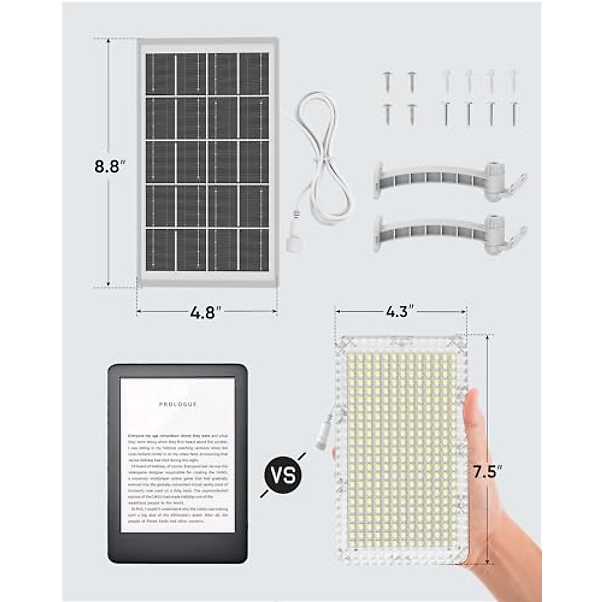 JACKYLED Solar Dusk to Dawn Light Outdoor 1000 Lumens 299 LED Solar Security Lights with Extension Cord, IP65 Waterproof Solar Powered Wall Spotlight Bright for Garden Patio Shed Carport Flag, White