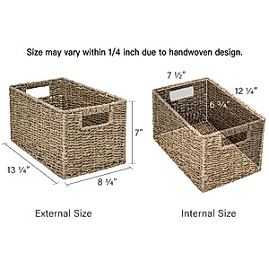 StorageWorks Set of 4 Storage Baskets, Rectangular Wicker Baskets with Built-in Handles
