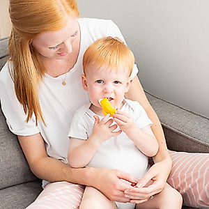 Jolly Dale Baby Teething & Feeding Set with Silicone Baby Bucket Bib, Baby Banana Teether & Baby Mesh Food Feeder Pacifier - Soft, Food-Grade Silicone - Perfect Teether Kit for Babies & Toddlers