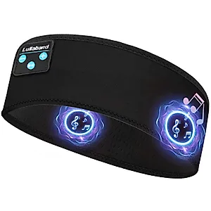Lullaband Bluetooth Headband Headphones, Sleep Headphones for Side Sleepers, Sleeping Headphones Comfortable Headband with Thin Speaker Microphone Handsfree Gift