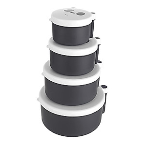 MINISO We Bare Bears Plastic Food Container 4 Pcs Set,Food Storage Box with BPA-FREE Leakproof Bento Lunch Box with Lids for Adults Kids (Panda)